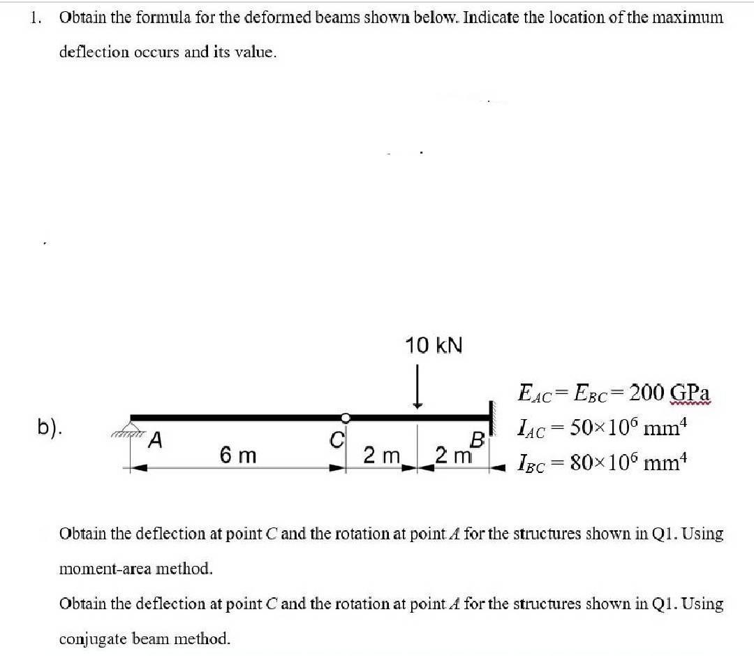 Solved Obtain the deflection at point C and the rotation at | Chegg.com
