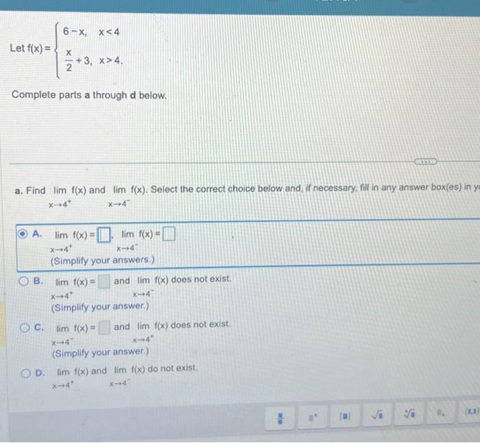 Solved Let f(x)= A. 6-x, x
