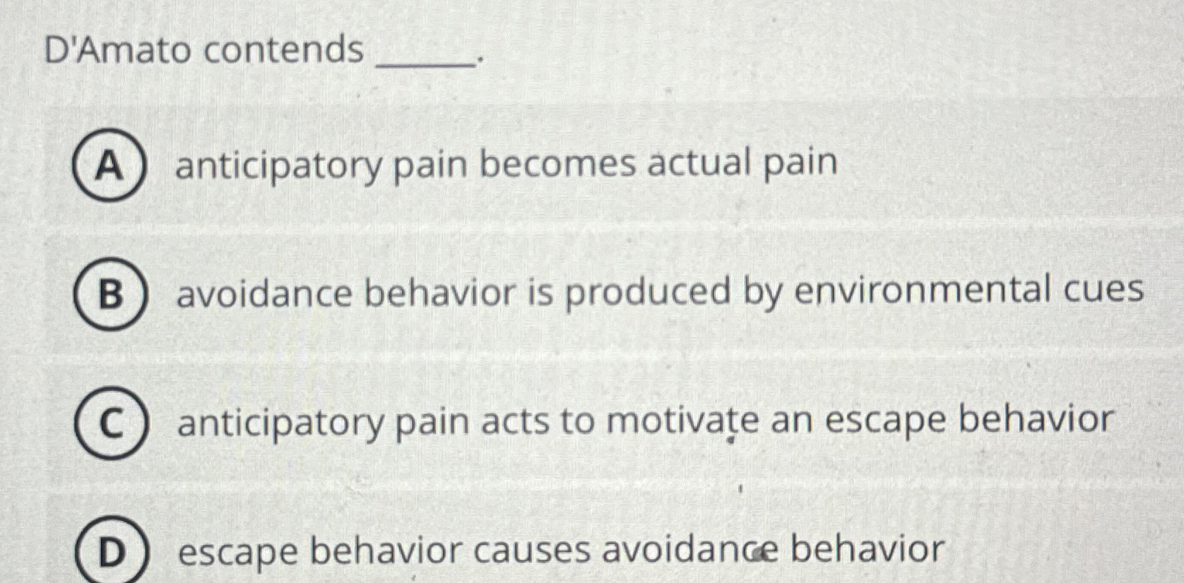 Solved D'Amato contendsanticipatory pain becomes actual | Chegg.com