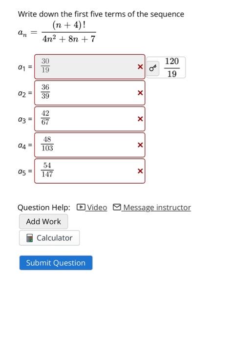 Solved Write down the first five terms of the sequence | Chegg.com