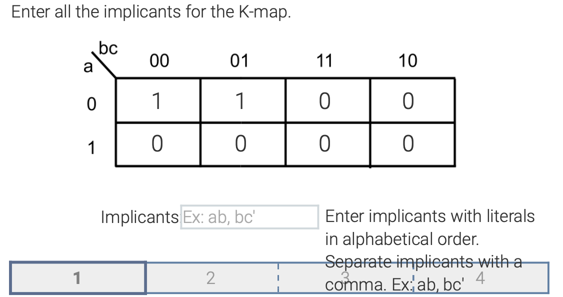 Solved Enter all the implicants for the K-map. | Chegg.com