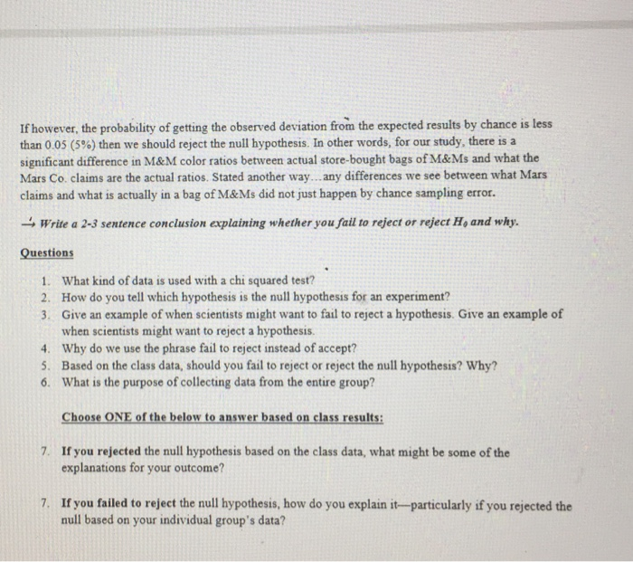 M&M Statistical Analysis - Chi-squared GoF Test | Chegg.com