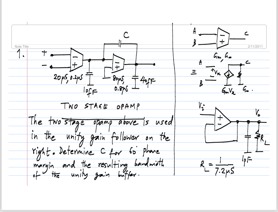 Solved 1I WO STAGE OPAMPThe two stage opamp above is used in | Chegg.com