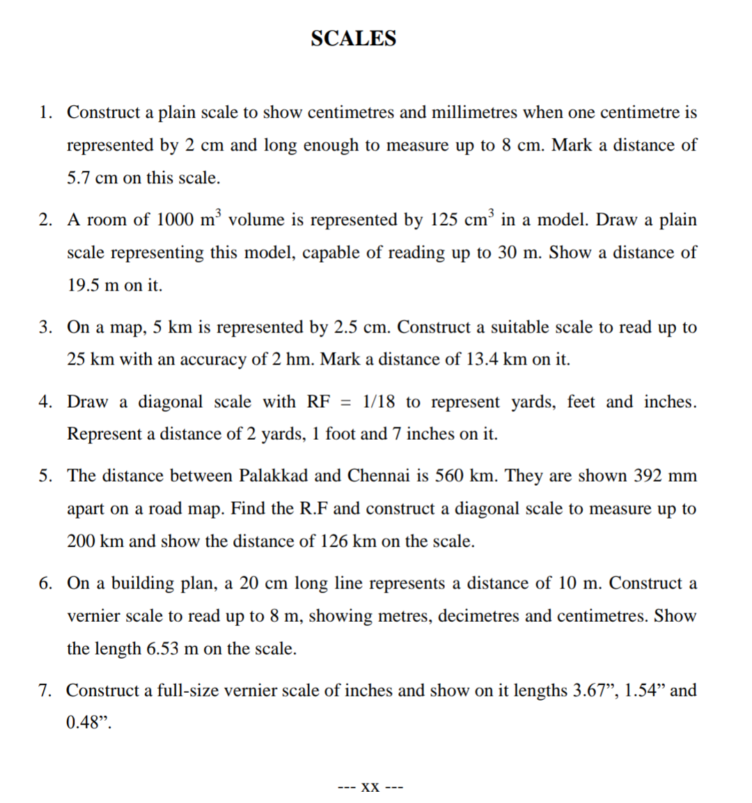 Solved SCALES 1. Construct a plain scale to show centimetres | Chegg.com