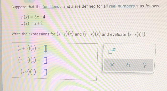 Solved Suppose that the functions r and s are defined for | Chegg.com