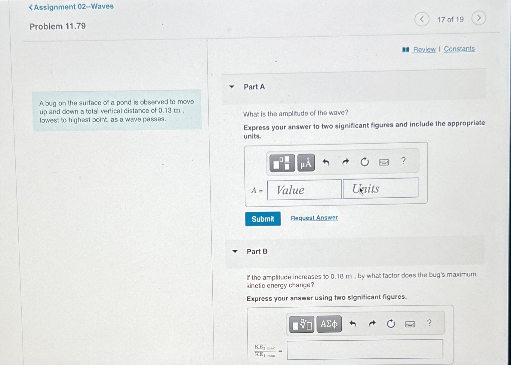 Solved A=0.18mKE2maxKE1max=0.13m, ﻿lowest to ﻿highest point, | Chegg.com
