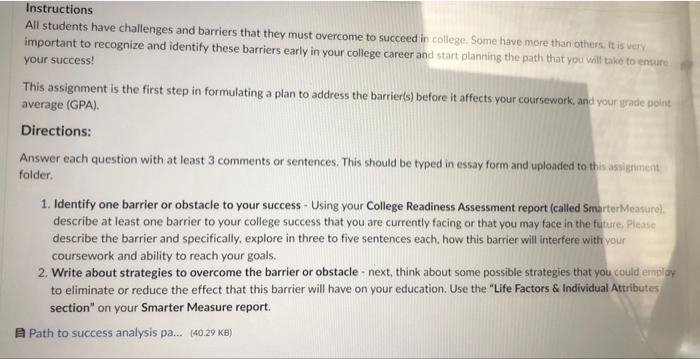 Solved Instructions All students have challenges and | Chegg.com