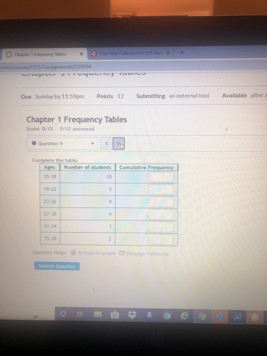Solved Chapter 1 Frequency Tables C Data Was Collected For | Chegg.com