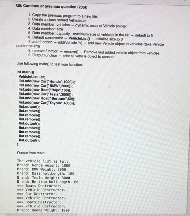 Solved Q1: Create a class named Vehicle. (20pt) 1. Private | Chegg.com
