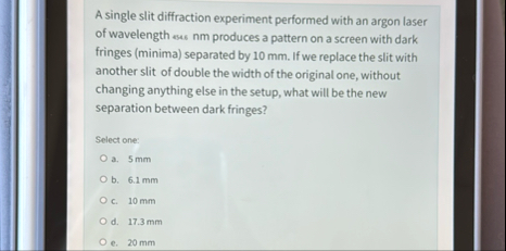 Solved A single slit diffraction experiment performed with | Chegg.com