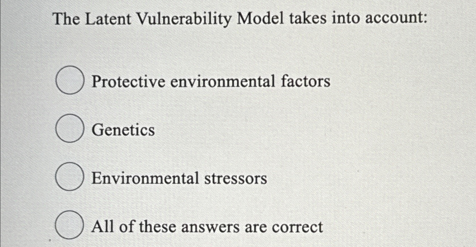 Solved The Latent Vulnerability Model takes into | Chegg.com