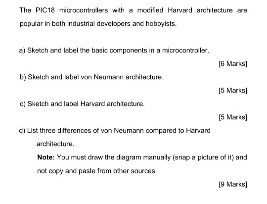 Solved The PIC18 microcontrollers with a modified Harvard | Chegg.com