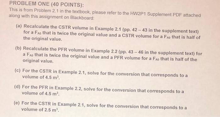 Solved PROBLEM ONE (40 POINTS): This is from Problem 2.1 in | Chegg.com