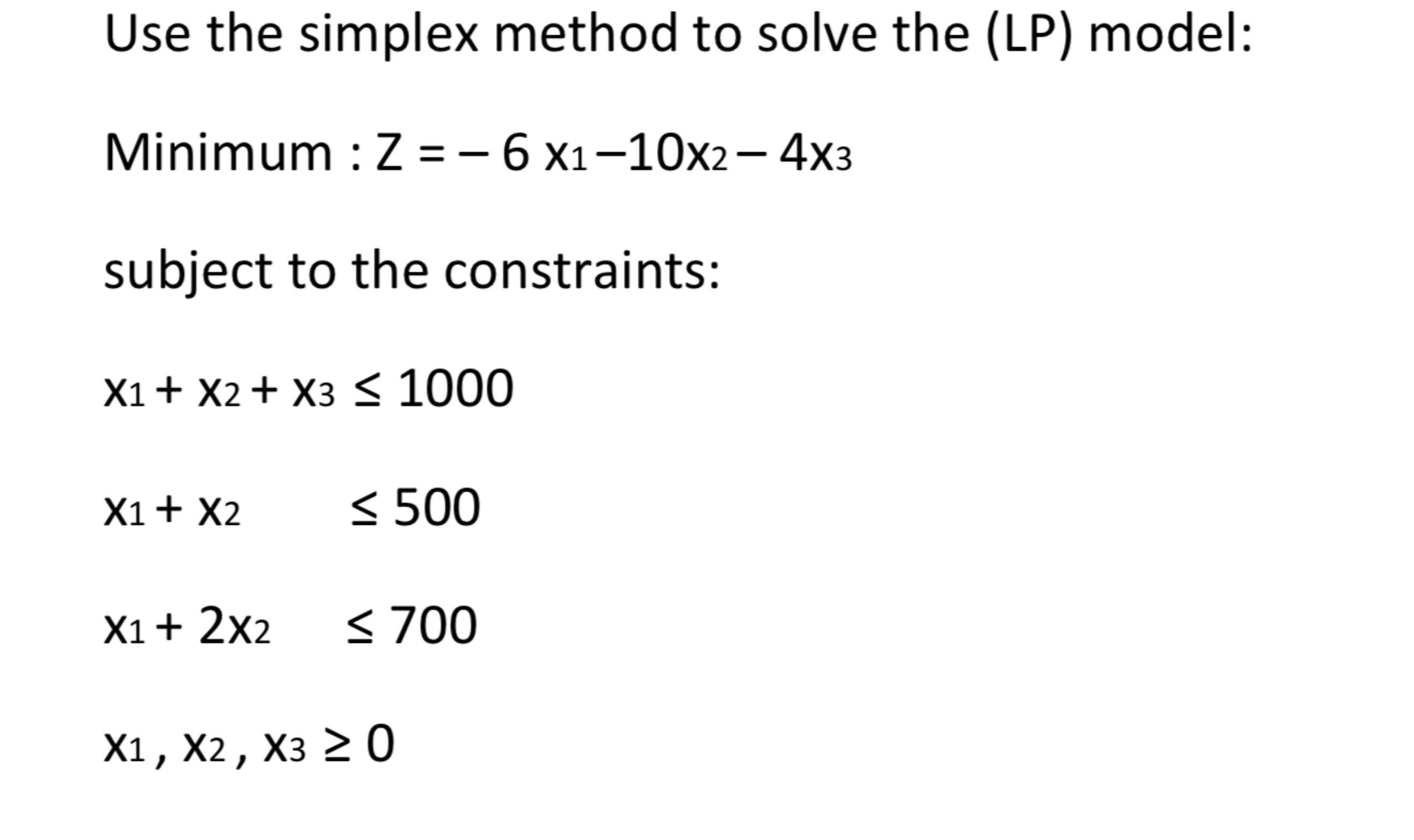 Solved Use the simplex method to solve the (LP) | Chegg.com