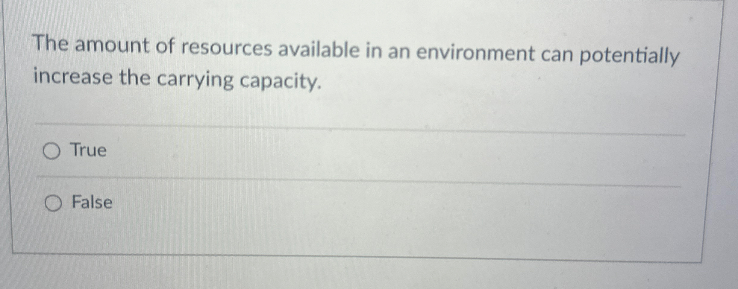 Solved The amount of resources available in an environment | Chegg.com