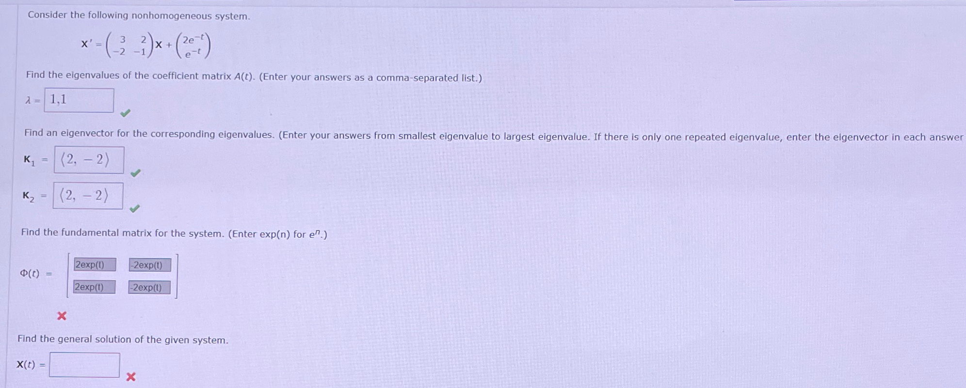 Solved Consider the following nonhomogeneous | Chegg.com