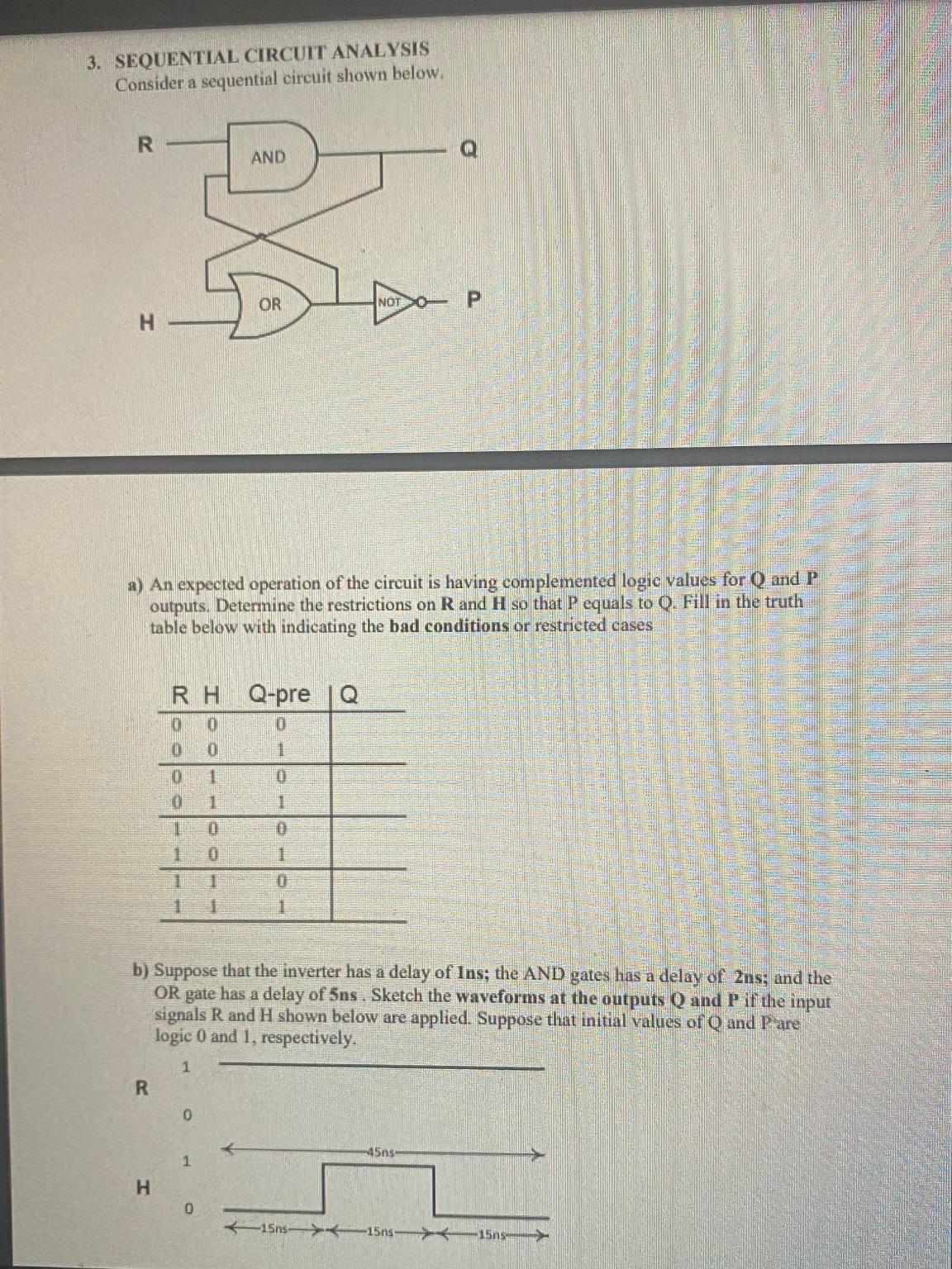 Solved SEQUENTIAL CIRCUIT ANALYSISConsider a sequential | Chegg.com