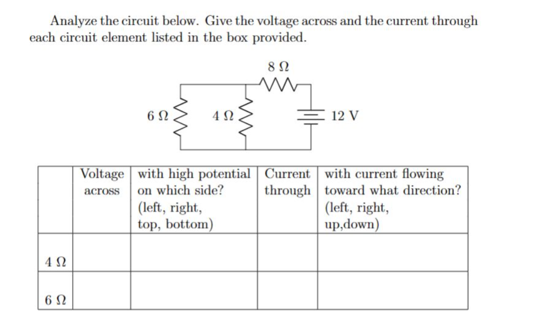 Solved Analyze the circuit below. Give the voltage across | Chegg.com