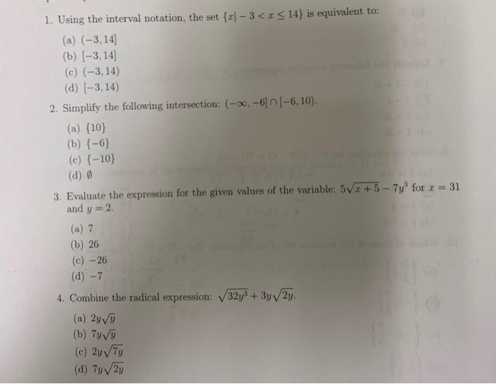 Solved 1. Using the interval notation, the set {:| - 3