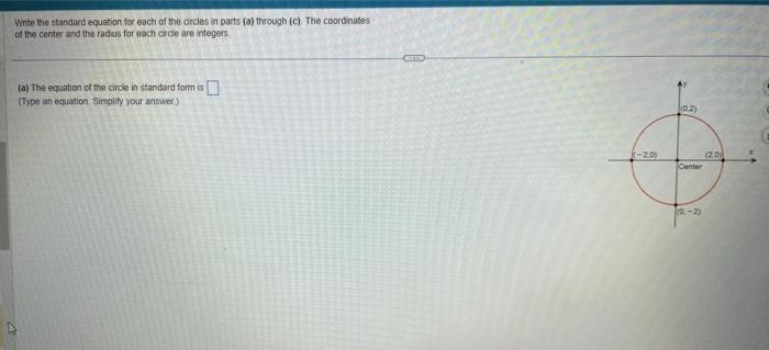 Solved Writed the standard equation tor each of the circles | Chegg.com