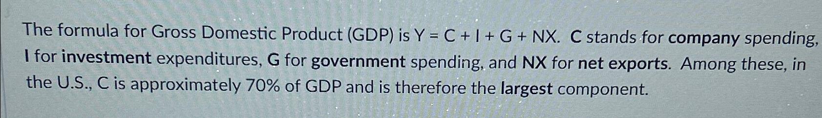 Solved The formula for Gross Domestic Product (GDP) ﻿is | Chegg.com