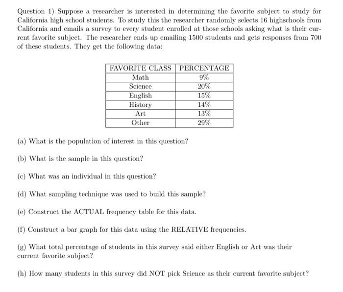 Solved Question 1 Suppose A Researcher Is Interested In