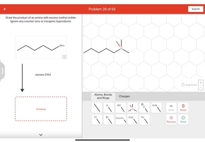 Solved Draw the product of an amine with excess methyl | Chegg.com