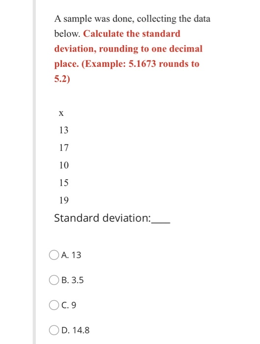 Solved A sample was done, collecting the data below. | Chegg.com