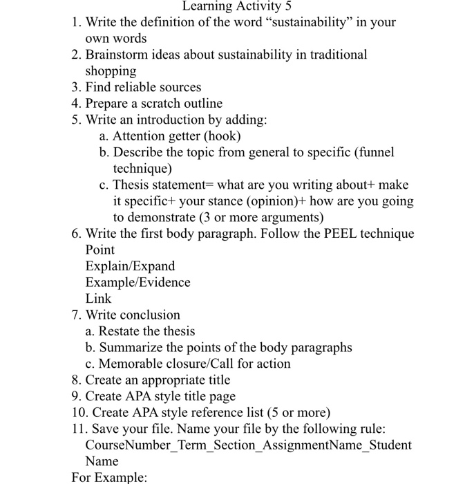 Learning Activity 5 1. Write the definition of the | Chegg.com