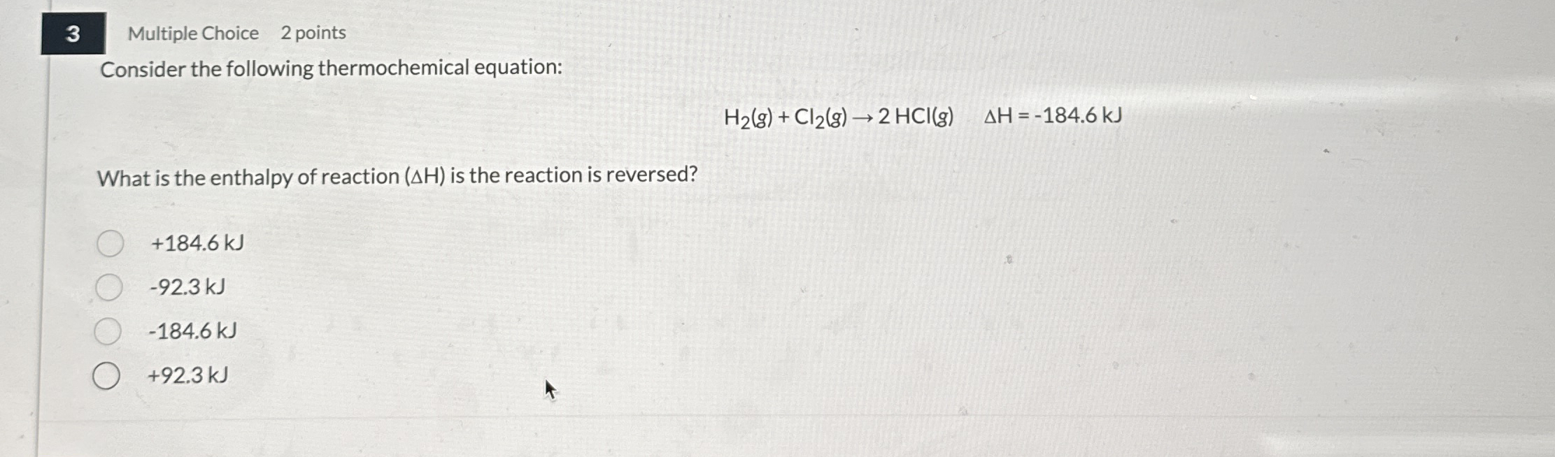 Solved 3 ﻿Multiple Choice 2 ﻿pointsConsider the following | Chegg.com