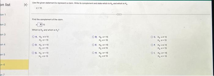 Solved e=15 Find the complement of the dain. . 15 Which is | Chegg.com