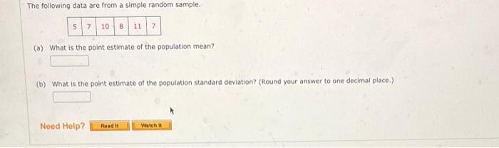 Solved The following data are from a simple random sample. | Chegg.com