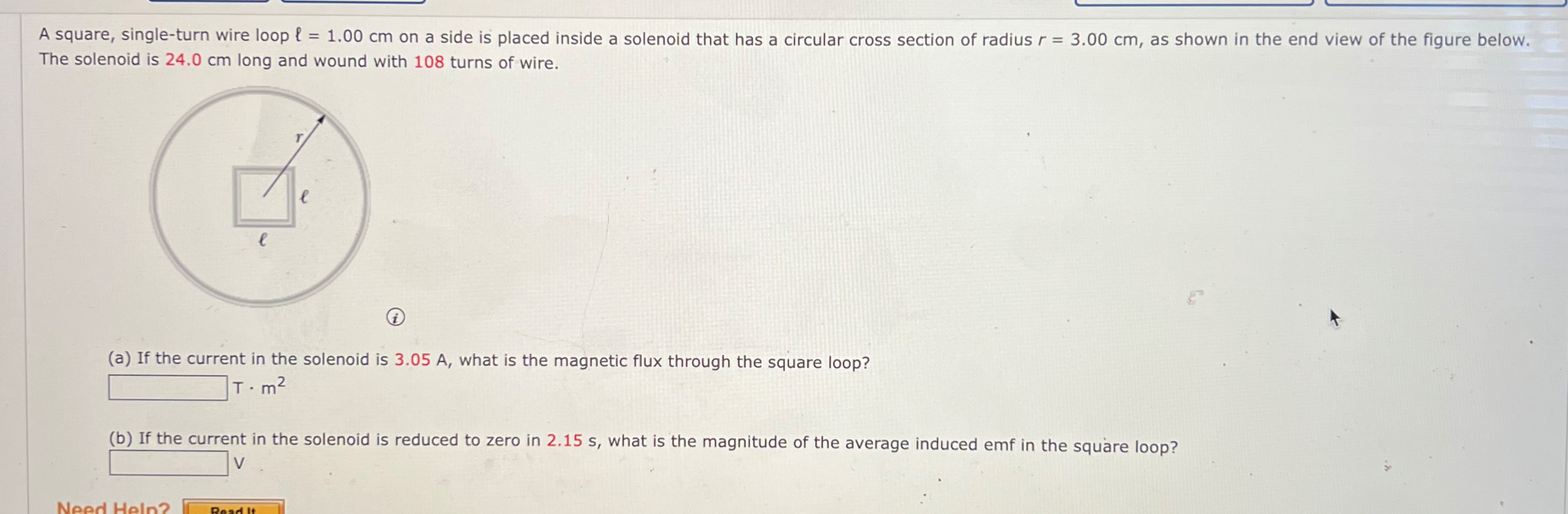 Solved A square, single-turn wire loop l=1.00cm ﻿on a side | Chegg.com