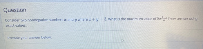Solved Question Consider two nonnegative numbers and y where | Chegg.com