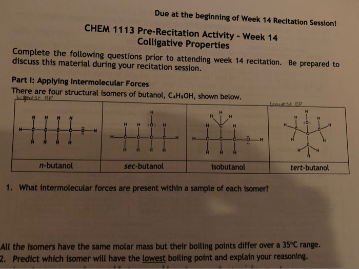 Solved Due at the beginning of Week 14 Recitation Session! | Chegg.com