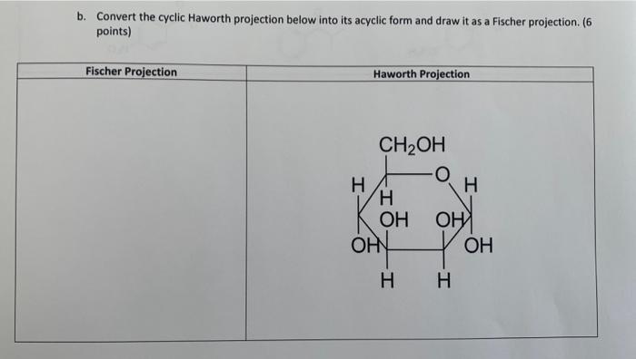 Solved b. Convert the cyclic Haworth projection below into | Chegg.com