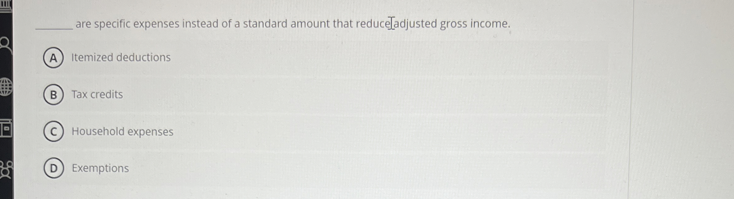 Solved are specific expenses instead of a standard amount | Chegg.com