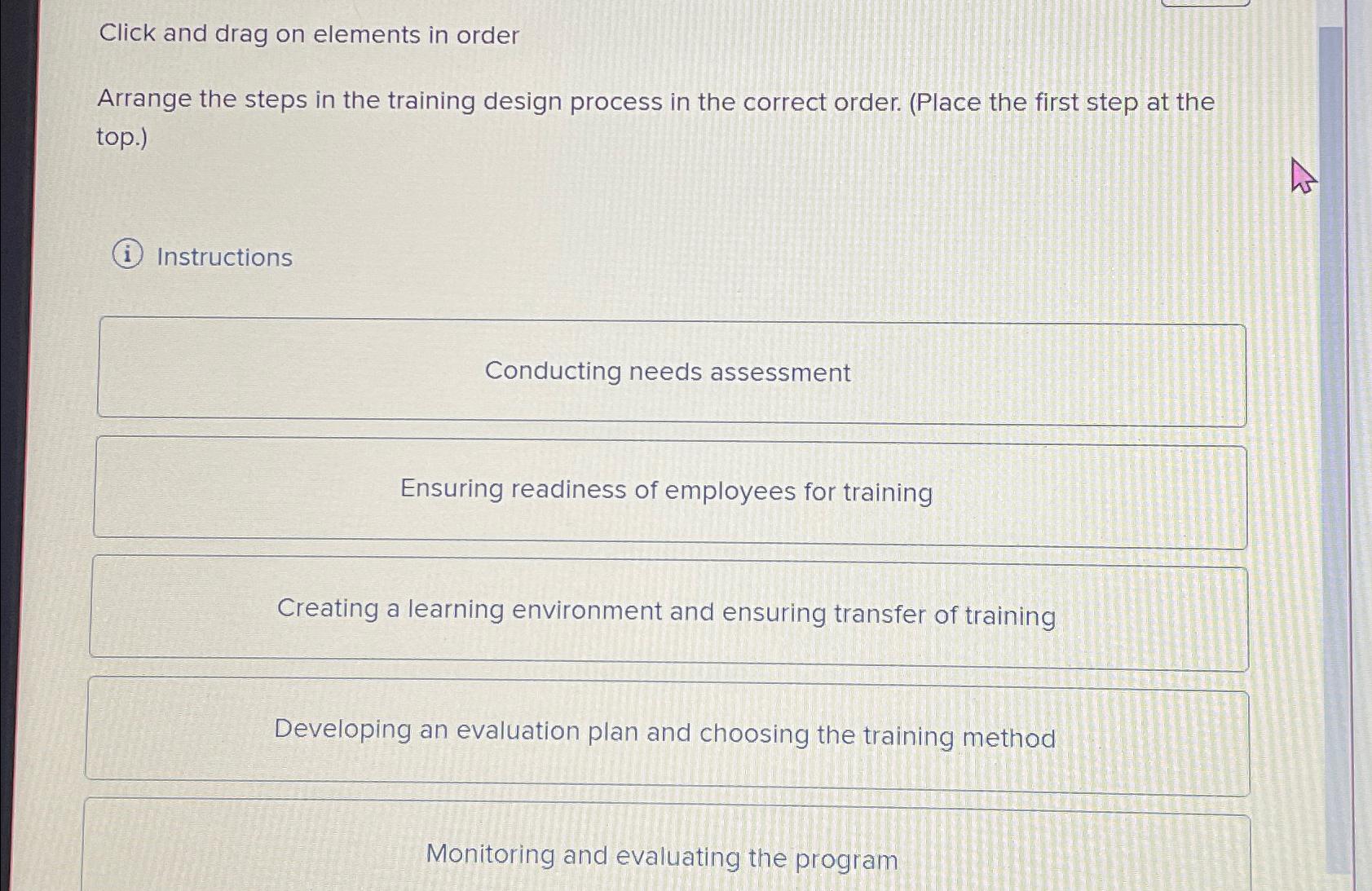 Solved Click and drag on elements in orderArrange the steps | Chegg.com
