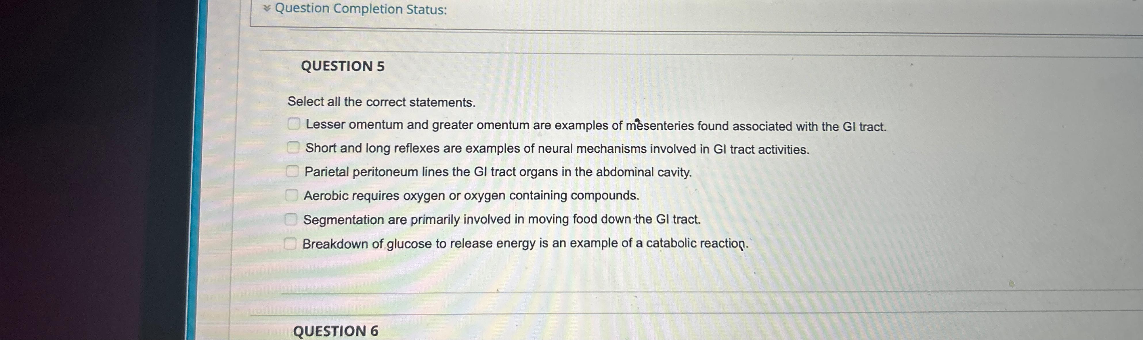Solved Question Completion Status:QUESTION 5Select all the | Chegg.com