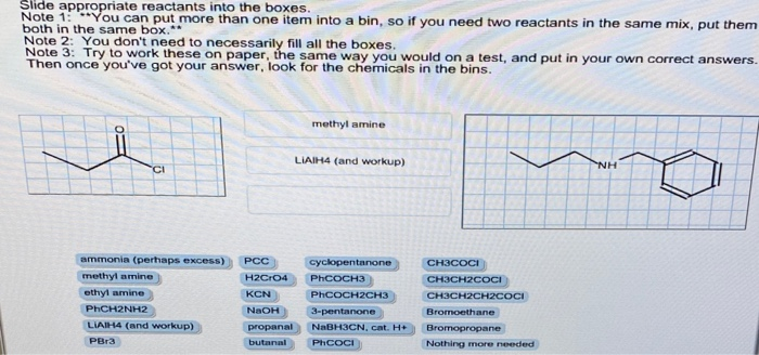 Solved Slide appropriate reactants into the boxes. Note 1: | Chegg.com