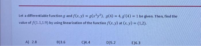 Solved Let a differentiable function g and | Chegg.com
