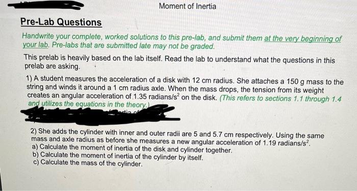 Solved Pre-Lab Questions Handwrite your complete, worked | Chegg.com