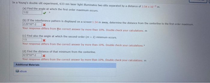 Solved In a Young's double-slit experiment, 633-nm laser | Chegg.com