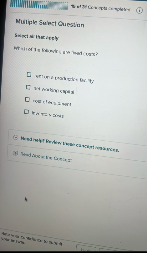 Solved 15 ﻿of 31 ﻿Concepts completedMultiple Select | Chegg.com