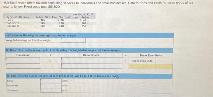 Solved R\&R Tax Service offers tax and consulting services | Chegg.com