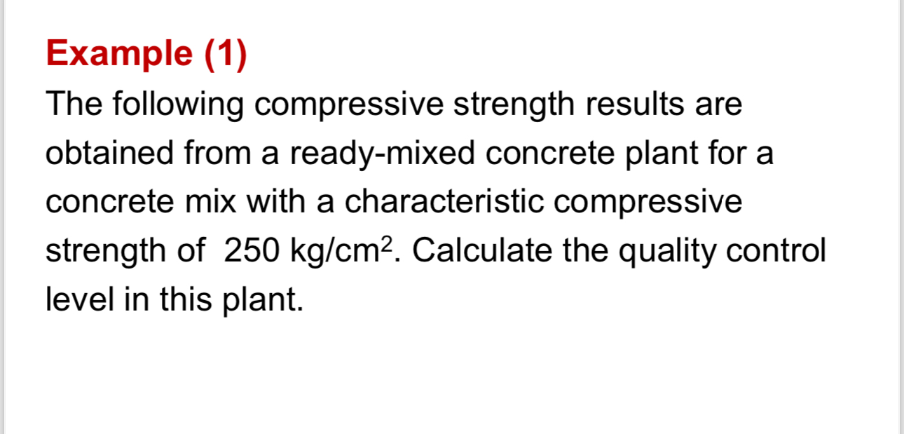 Solved Example (1)The following compressive strength results | Chegg.com
