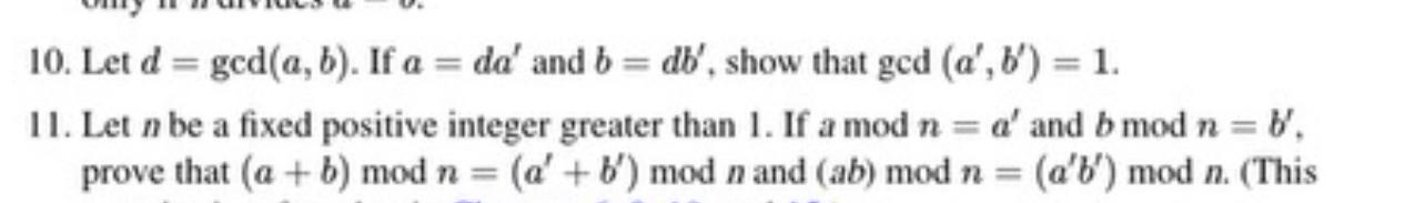 Solved Let d=gcd(a,b). ﻿If a=da' ﻿and b=db', ﻿show that | Chegg.com