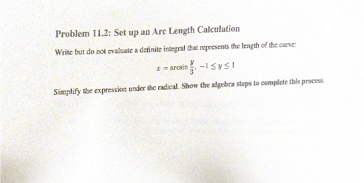 Solved Problem 11.2: Set up an Arc Length CalculationWrite | Chegg.com