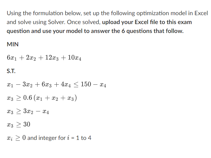 Solved Using the formulation below, set up the following | Chegg.com