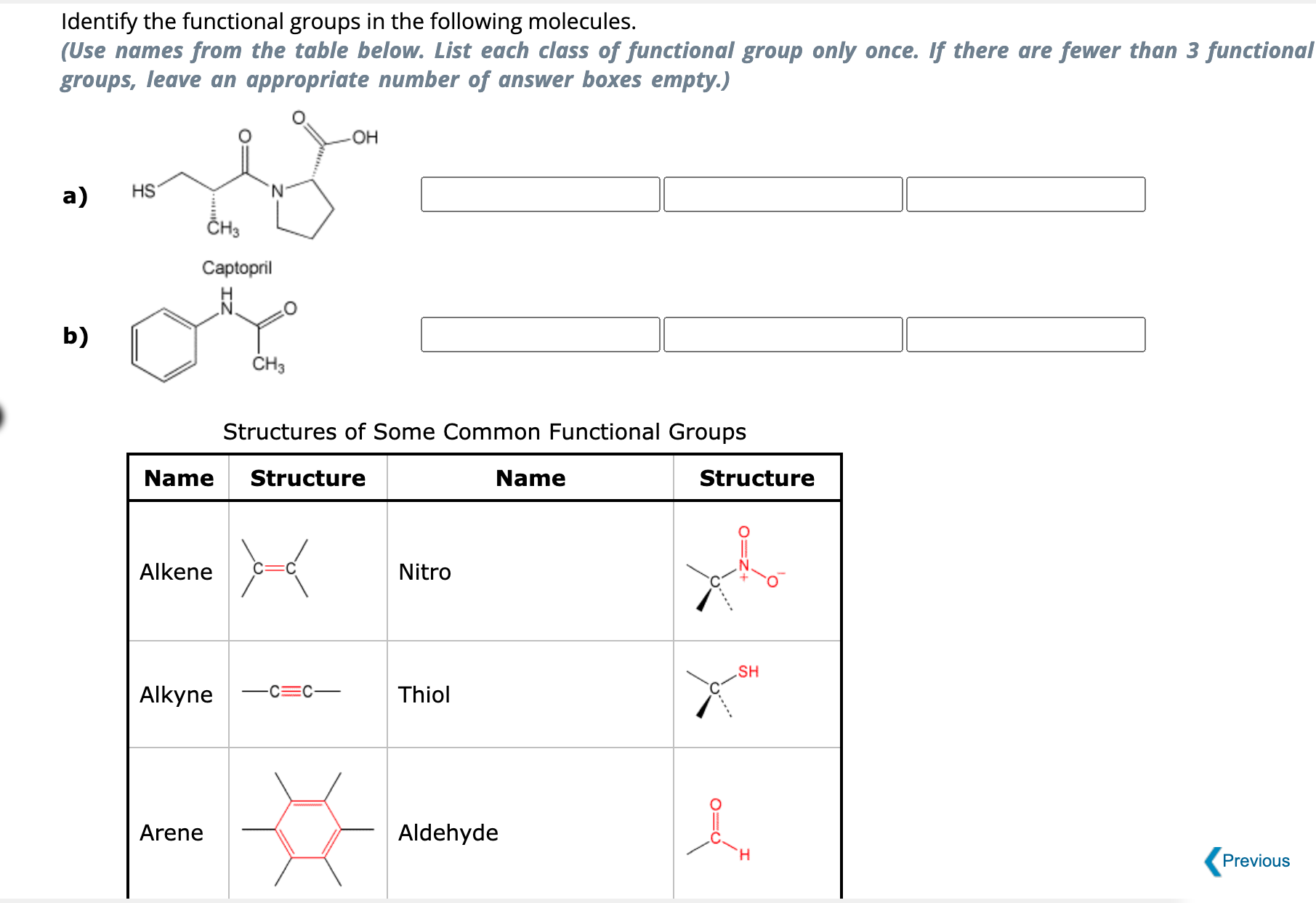 Solved Identify the functional groups in the following | Chegg.com